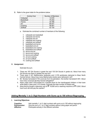 Lesson guide gr. 3 chapter i -addition v1.0 | PDF