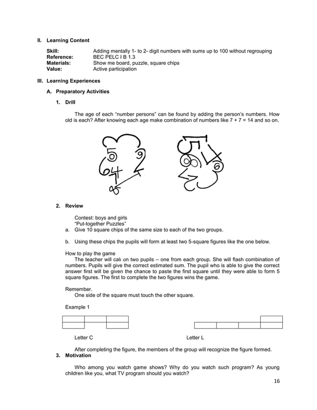 Lesson guide gr. 3 chapter i -addition v1.0 | PDF