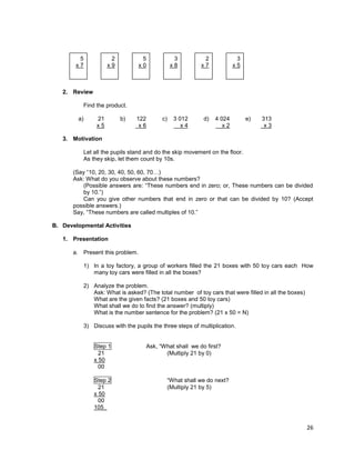 Lesson guide gr. 3 chapter i -multiplication v1.0 | PDF