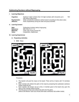 Lesson guide gr. 3 chapter i -subtraction v1.0 | PDF