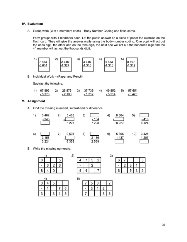 Lesson guide gr. 3 chapter i -subtraction v1.0 | PDF