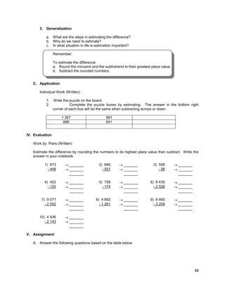 Lesson guide gr. 3 chapter i -subtraction v1.0 | PDF
