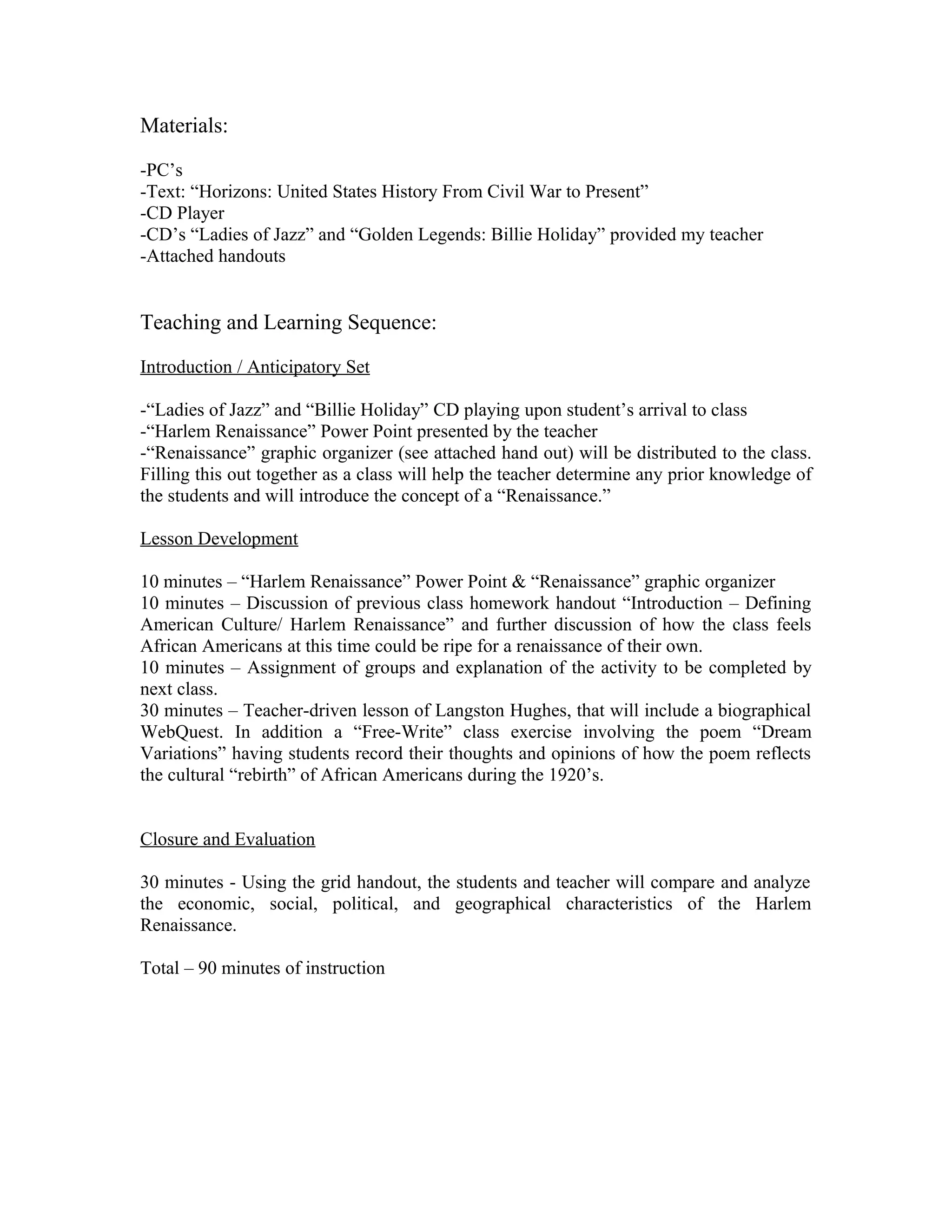 Lesson Harlem Ren | DOC