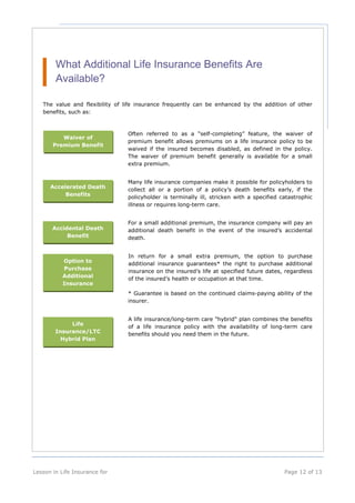 Lesson in life insurance | PDF