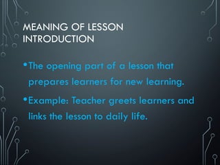 lesson introduction for Teachers presentation | PPTX