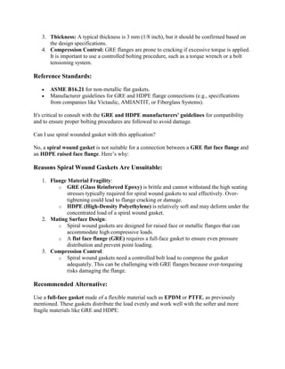 Lesson Learned for non metallic piping (HDPE) Gasket selection instead of spiral wounded | PDF