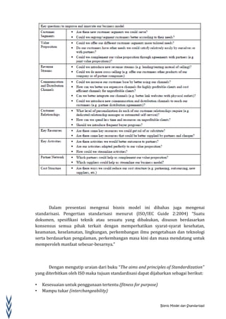 Lesson learning bisnis model dan standarisasi | DOC