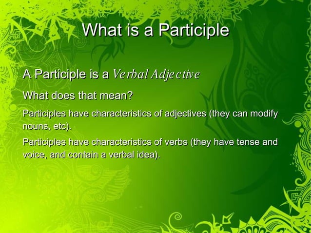 Introduction to Participles | PPT
