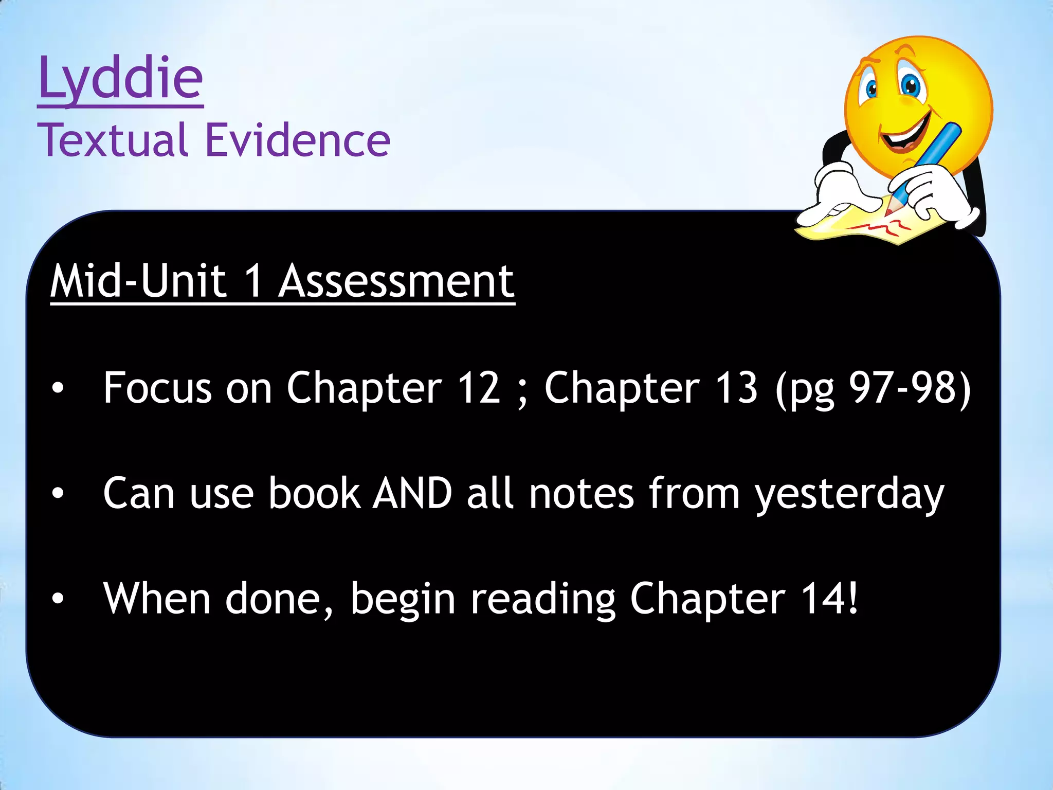 Lyddie: Lesson nine, Unit 1 | PPTX