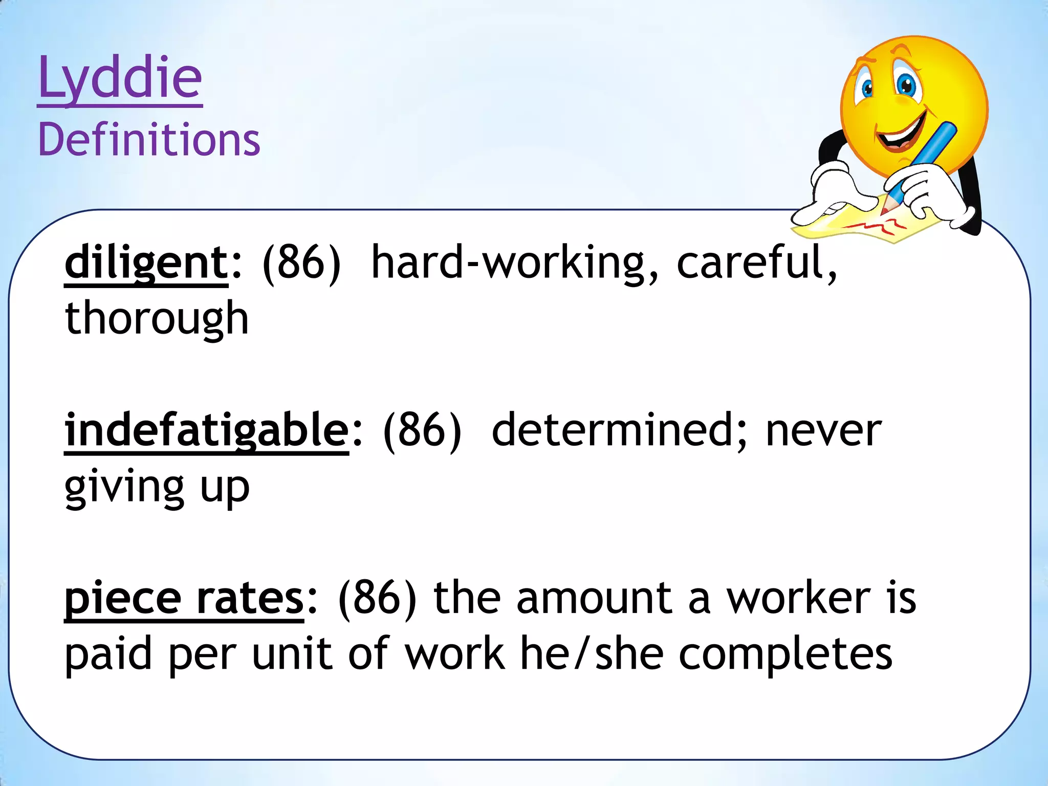 Lyddie: Lesson nine, Unit 1 | PPTX