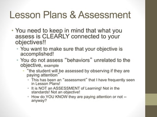 Lesson objectives goals assessment | PPTX