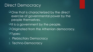 LESSON ON DEMOCRACY AND POLITICAL SYSTEMS | PPTX
