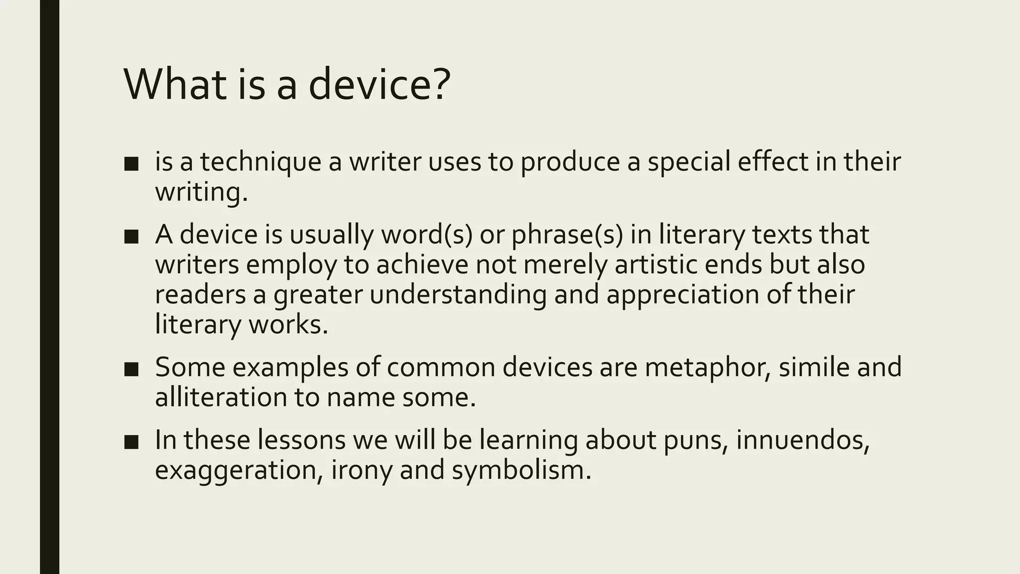 Devices: Lesson one | PPTX | Humor and Satire | Pop Culture