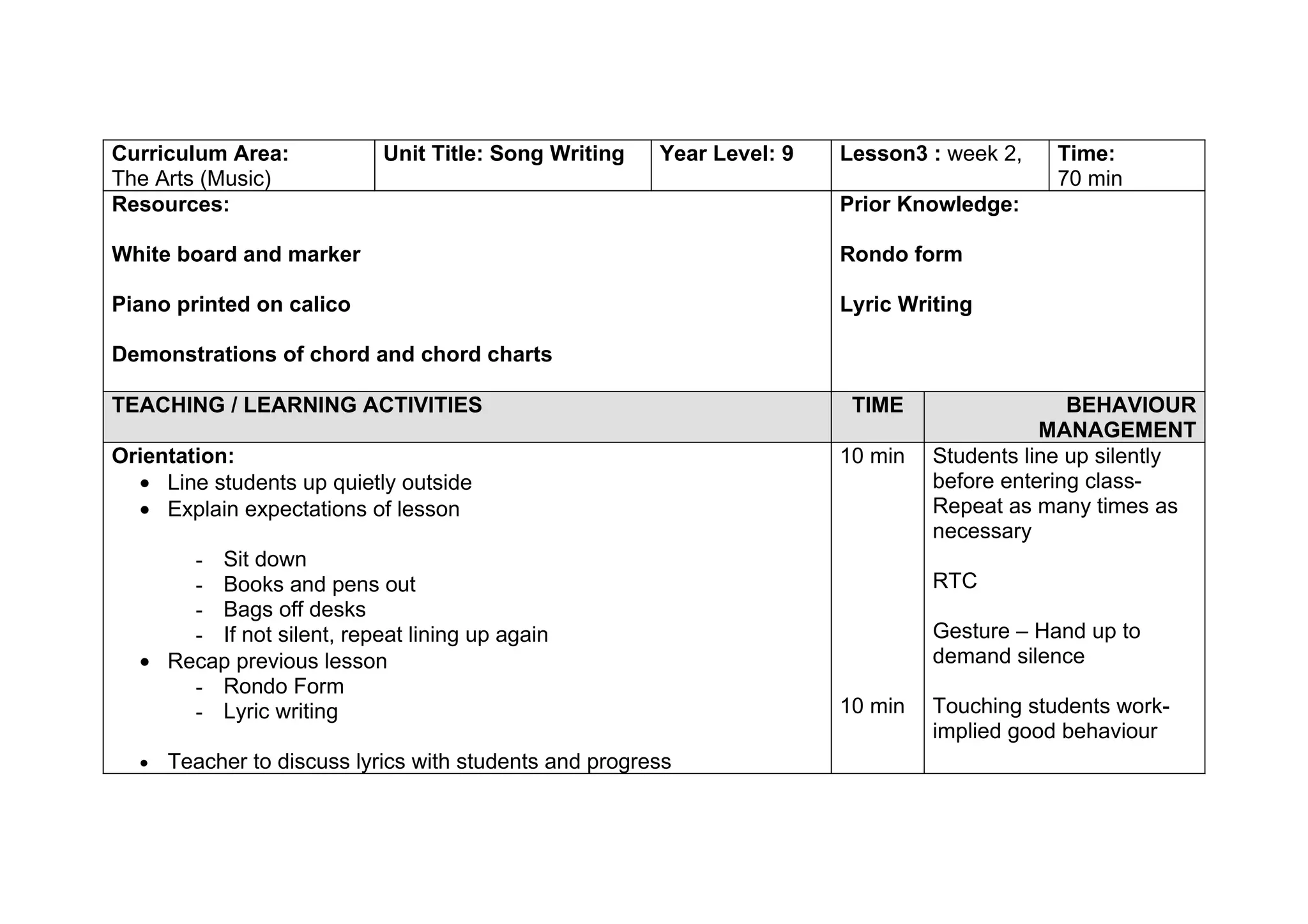 Lesson one chords | DOC
