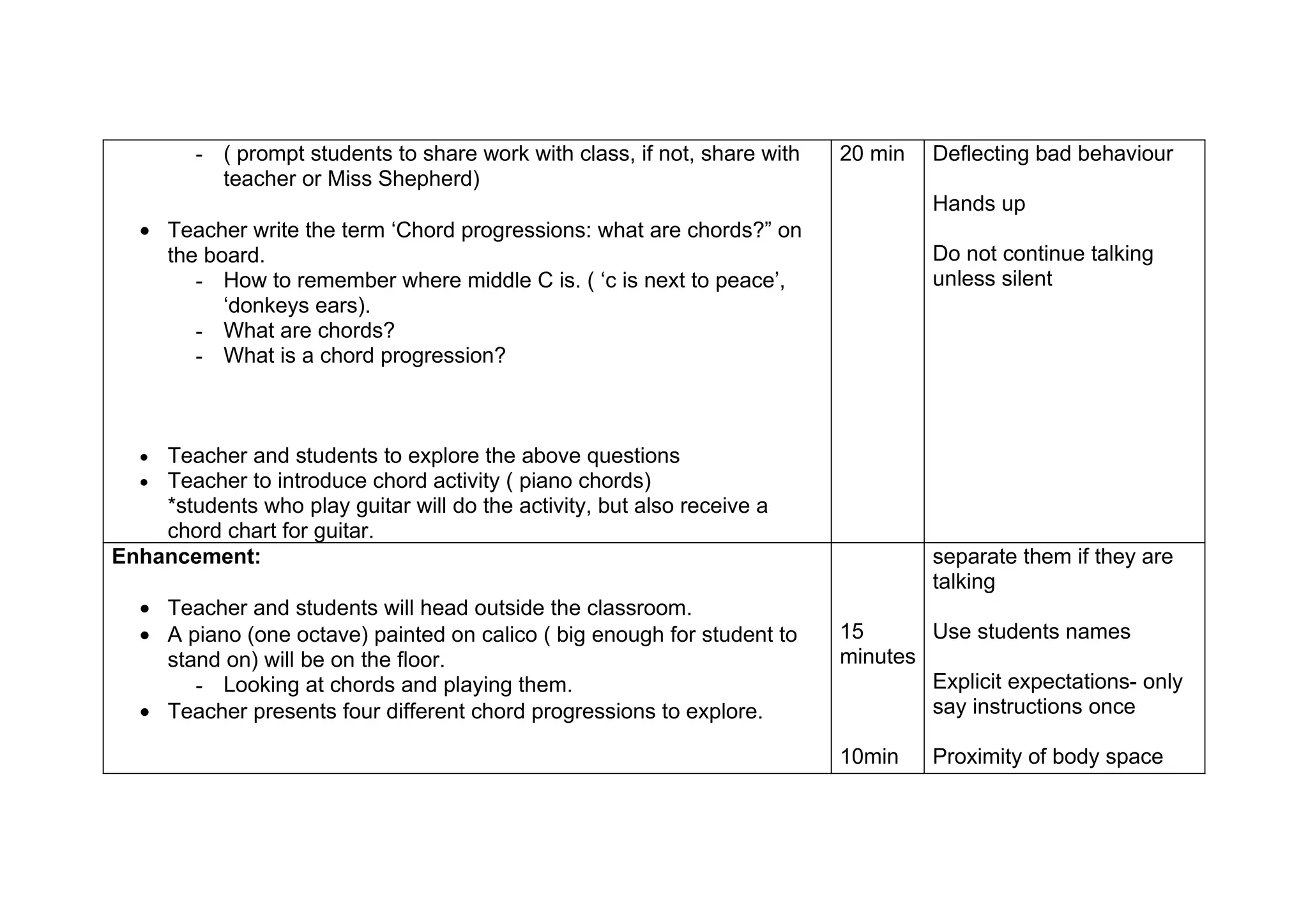 Lesson one chords | DOC | Musicals | Genres