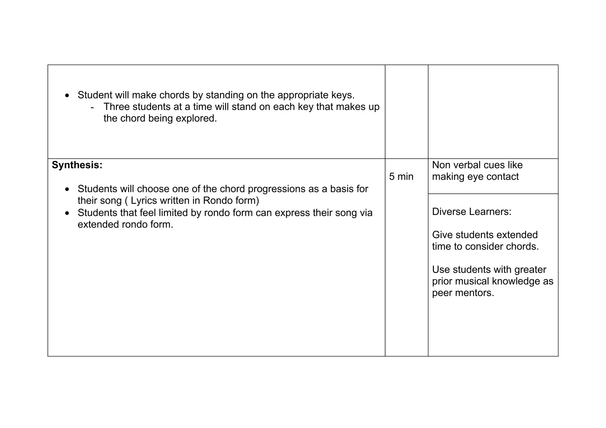 Lesson one chords | DOC | Musicals | Genres