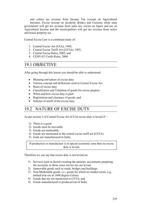 Lesson On Excise Duty | PDF