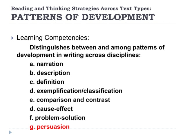 Lesson on patterns of development