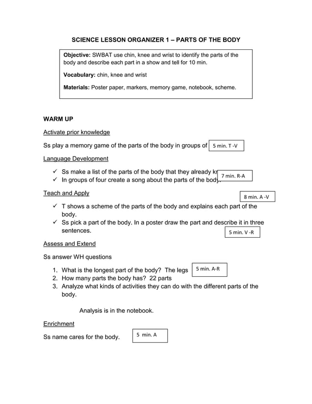 Lesson organizer 1 | PDF