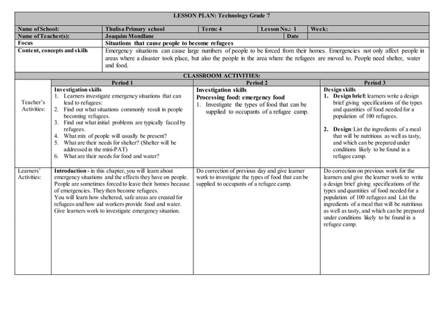 Lesson pla2 term 4 | DOCX