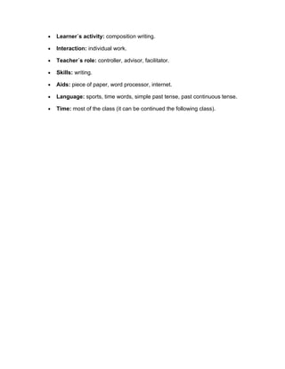 Lesson Plan: "OLYMPIC SUPERSNAKE" | DOC | Education