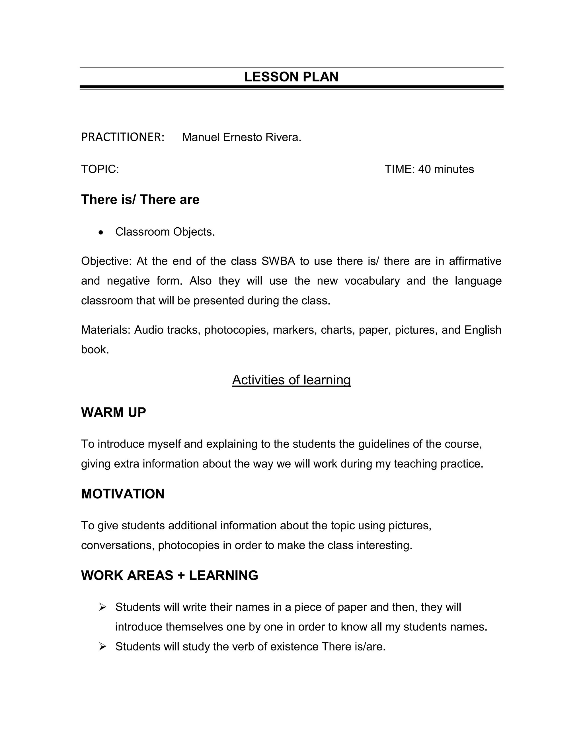 Lesson plan | DOCX