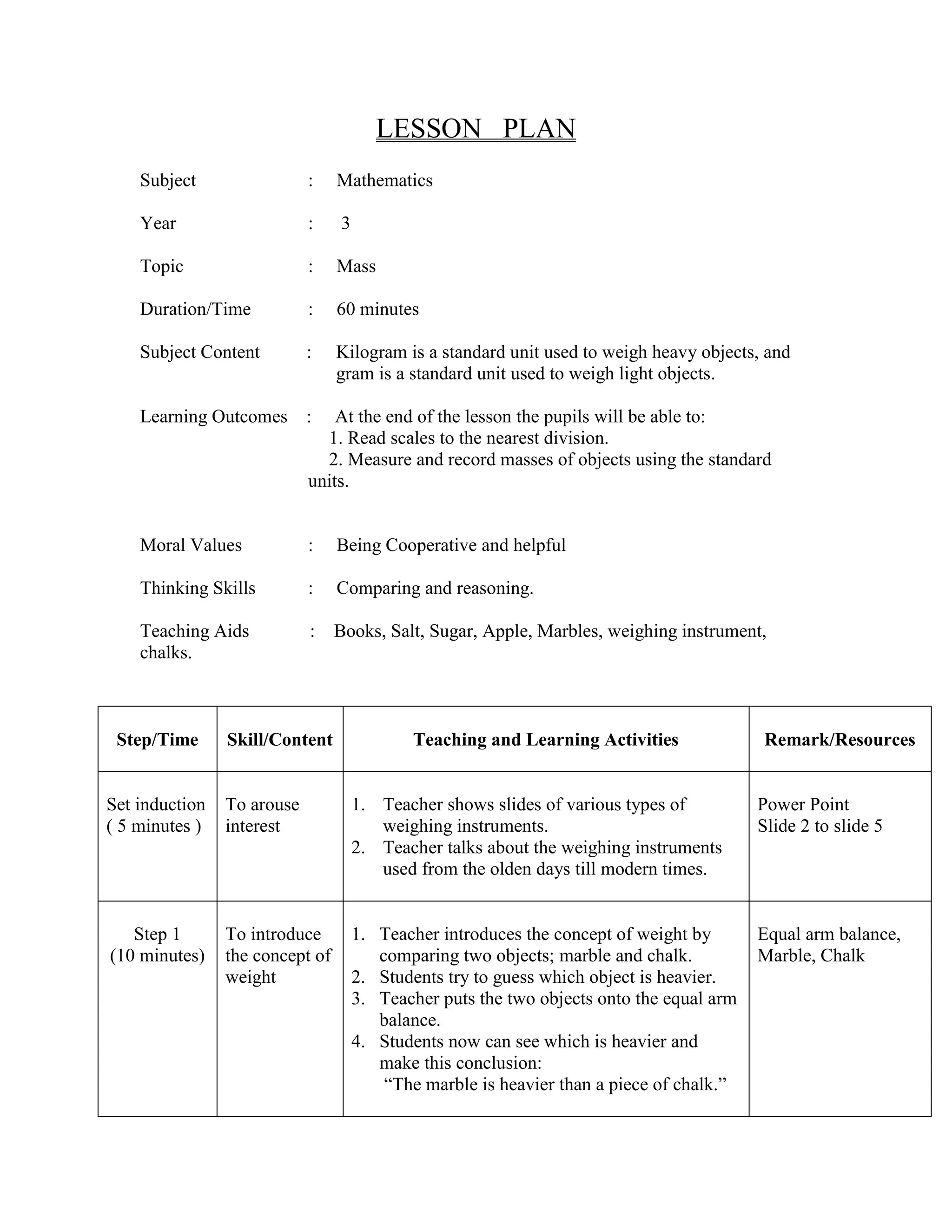 Lesson plan | DOCX