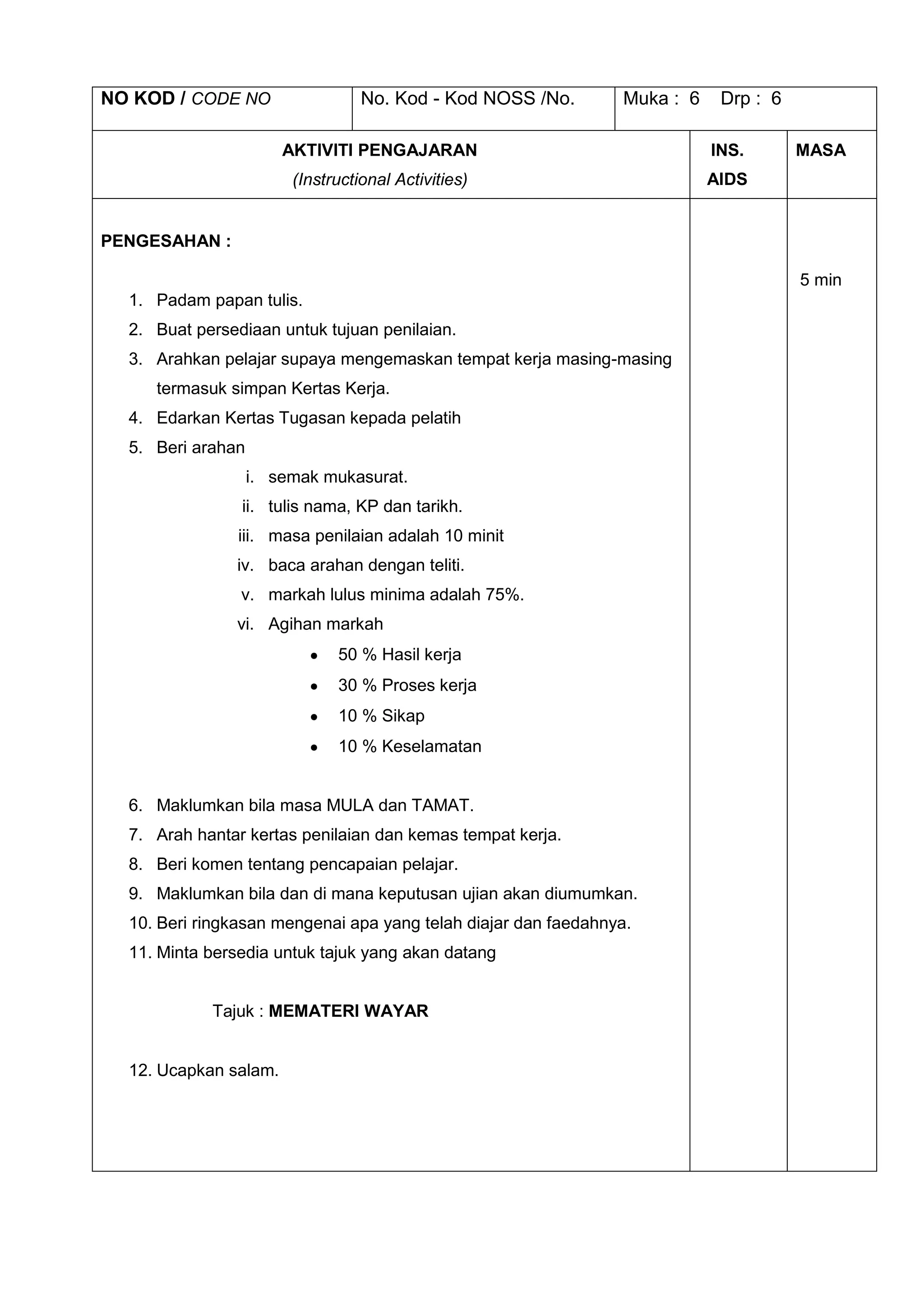 Pelan Mengajar Amali | DOCX