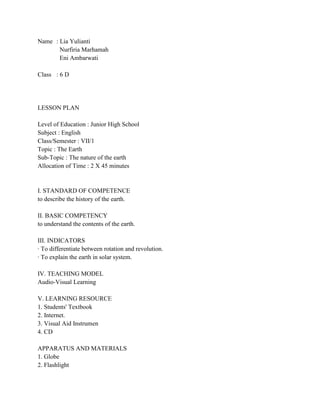 Lesson plan | DOCX | Geography | Science