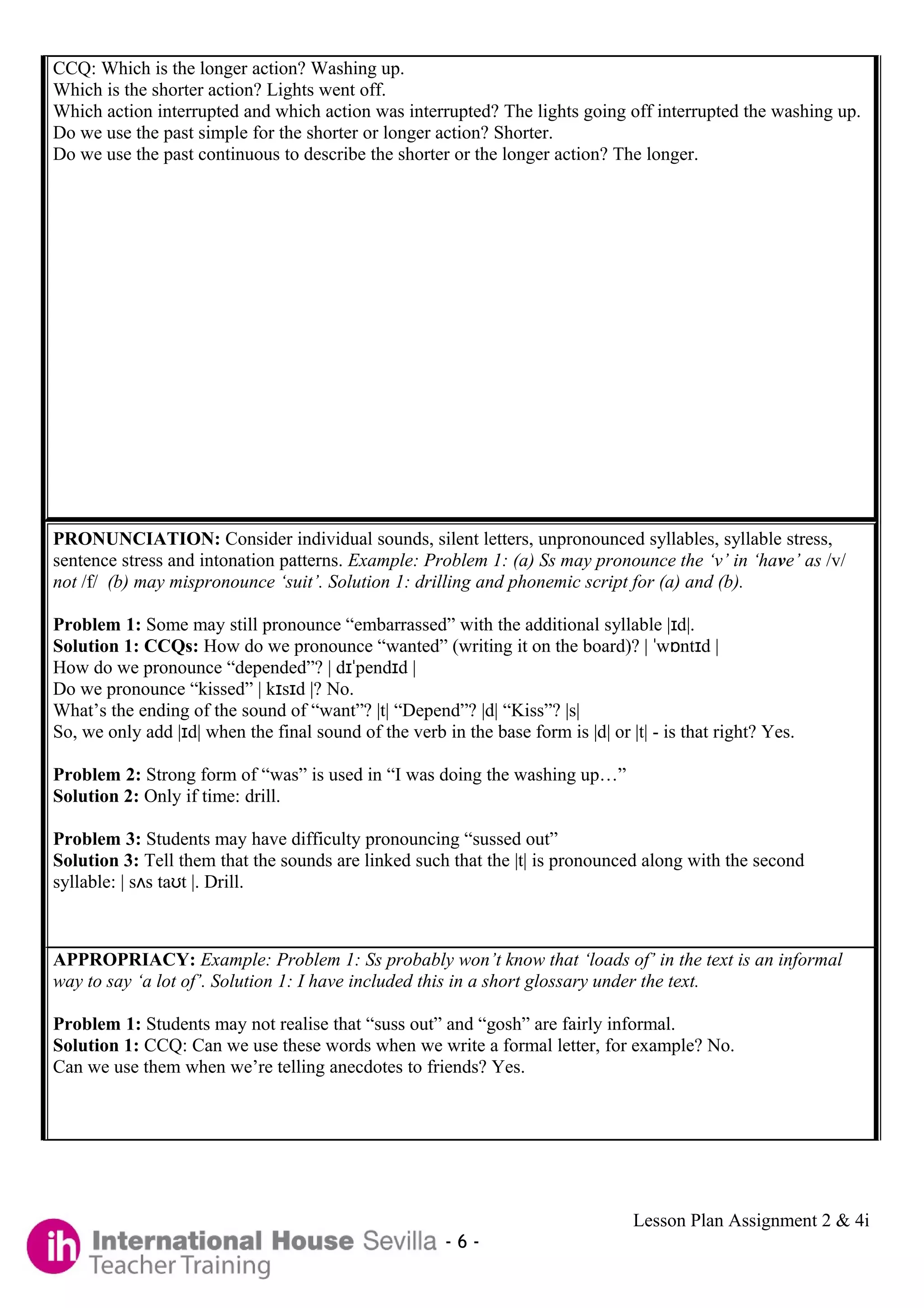 Example of a CELTA lesson plan | DOC