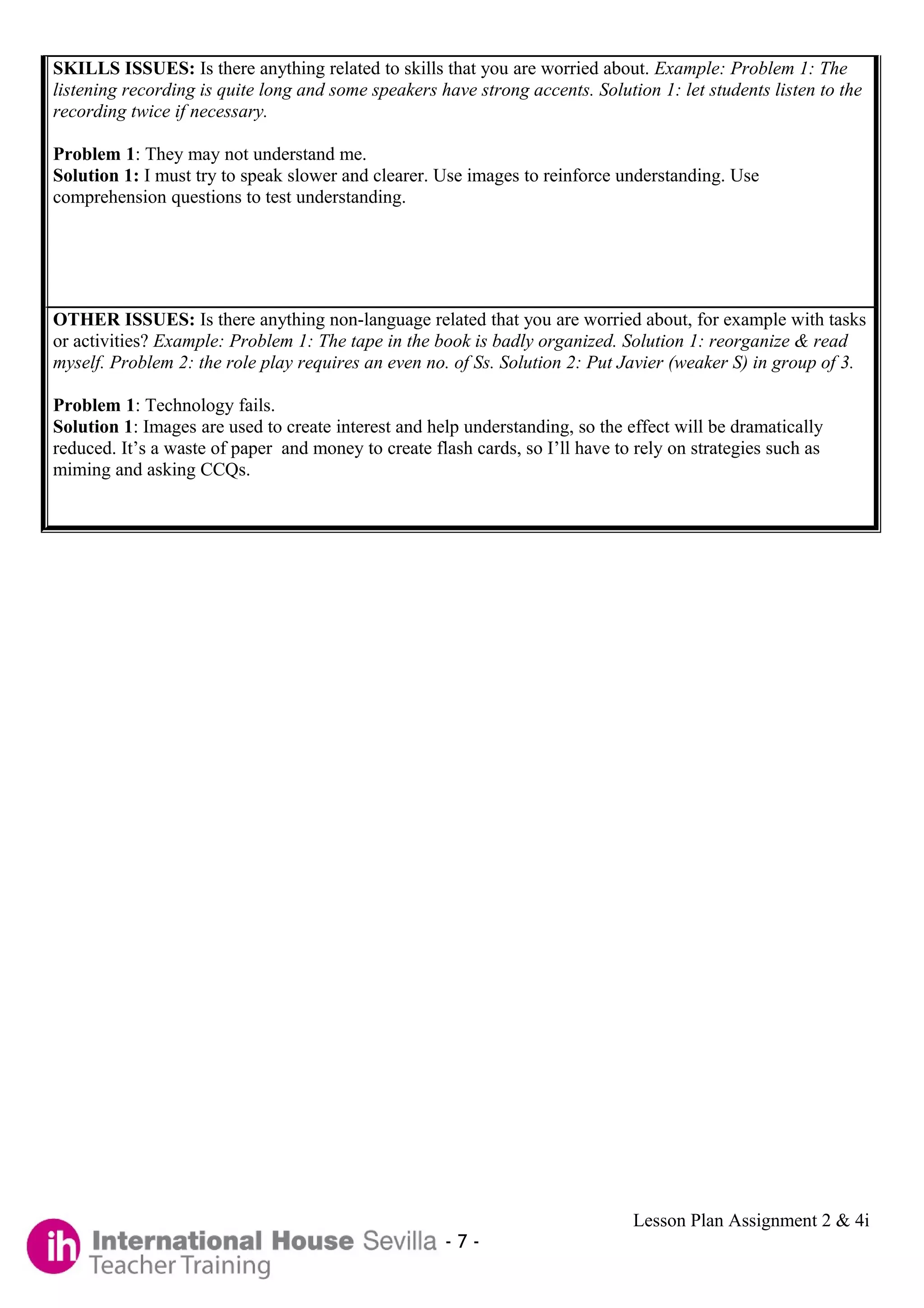 Example of a CELTA lesson plan | DOC