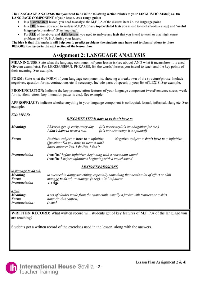 Example of a CELTA lesson plan | PDF