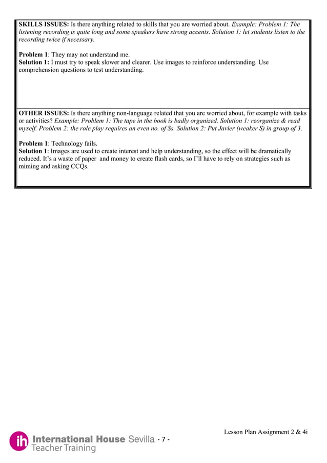 Example of a CELTA lesson plan | DOC | Homework and Study | Education