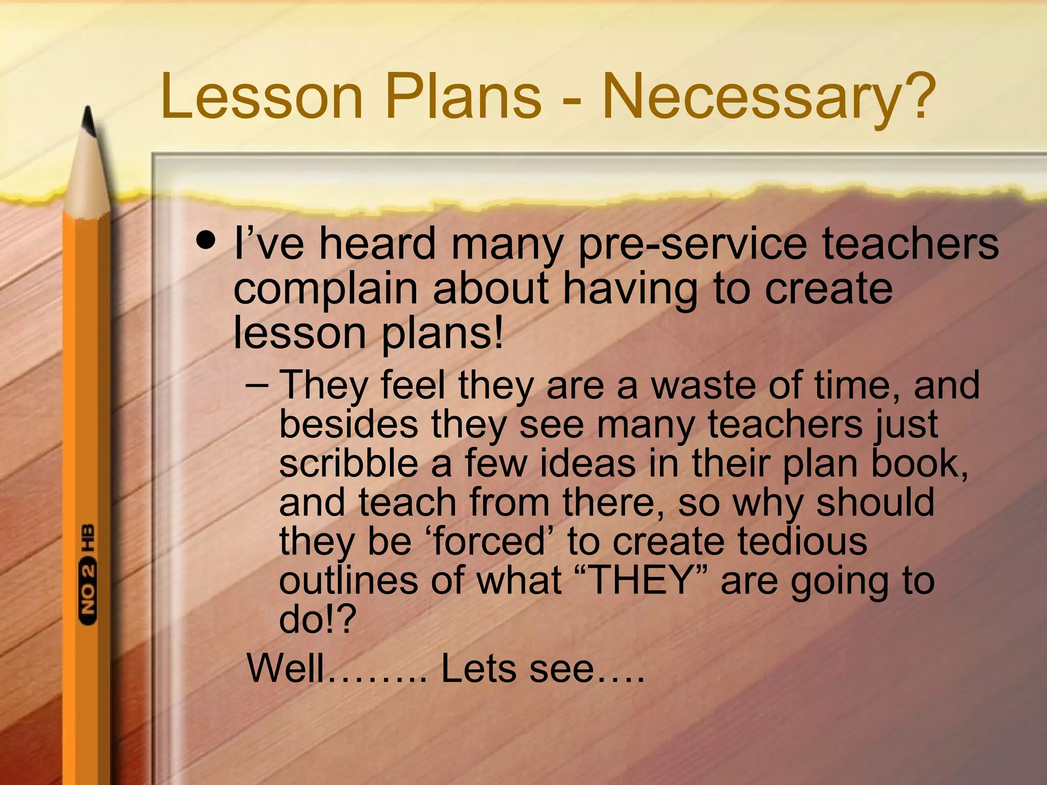 Creating Lesson Plans - The Basics | PPT