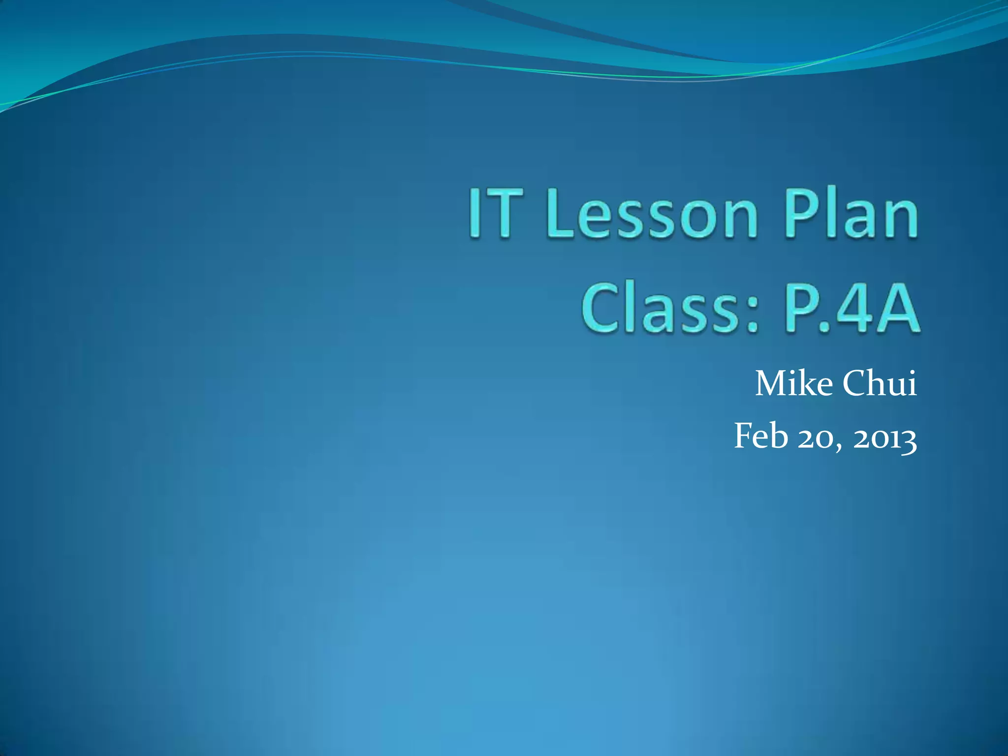 IT Lesson plan | PPT
