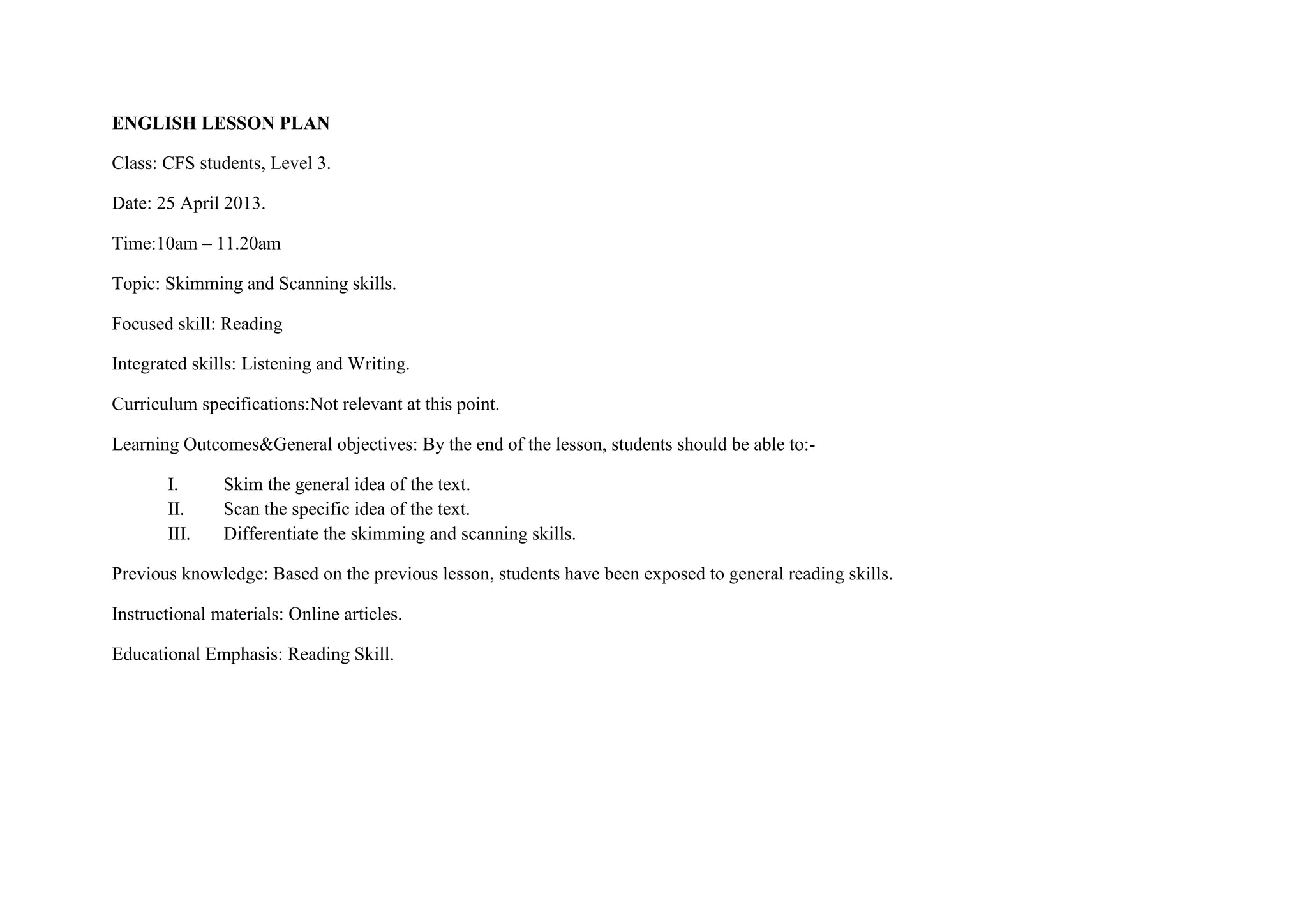 Lesson plan | DOCX
