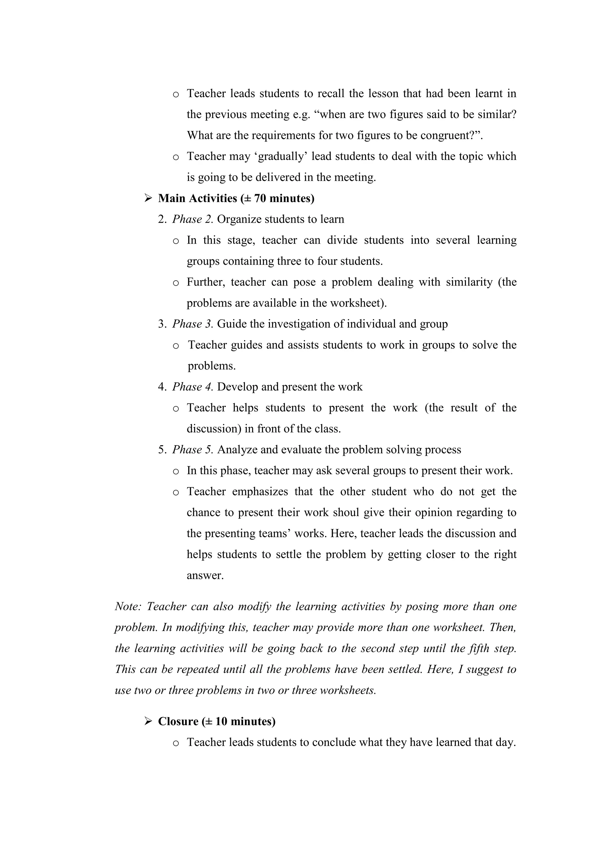 Lesson plan Congruence and Similarity | DOCX
