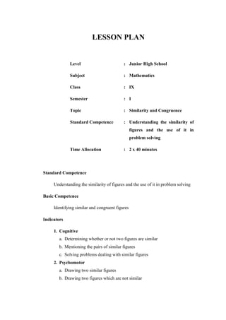 Lesson plan Congruence and Similarity | DOCX