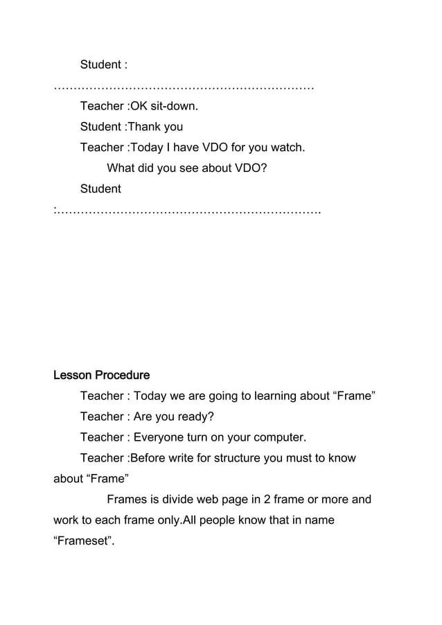 Lesson plan frameset | DOCX