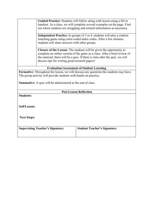 MLA Citation Lesson Plan | DOCX