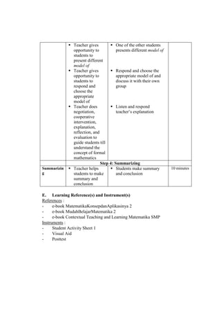 Lesson plan of experimental and control class | DOCX