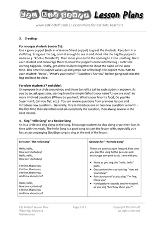 Eslkidstuff Esl Kids Lesson Plans Html