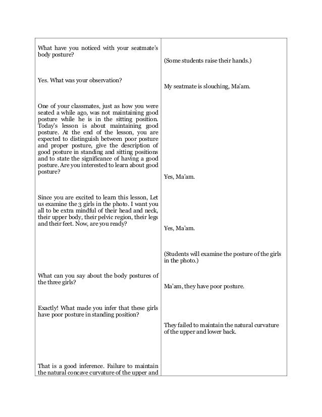 Lesson plan on good posture