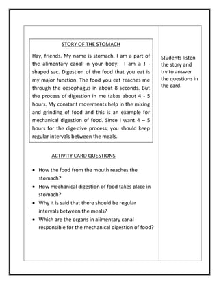 MOVEMENT OF FOOD THROUGH OESOPHAGUS AND DIGESTION IN STOMACH | DOCX
