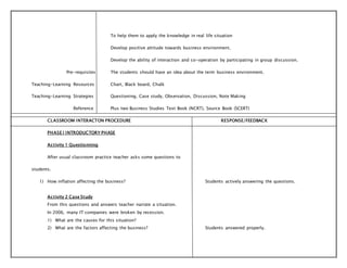 Lesson plan | DOCX | Green Solutions | Business