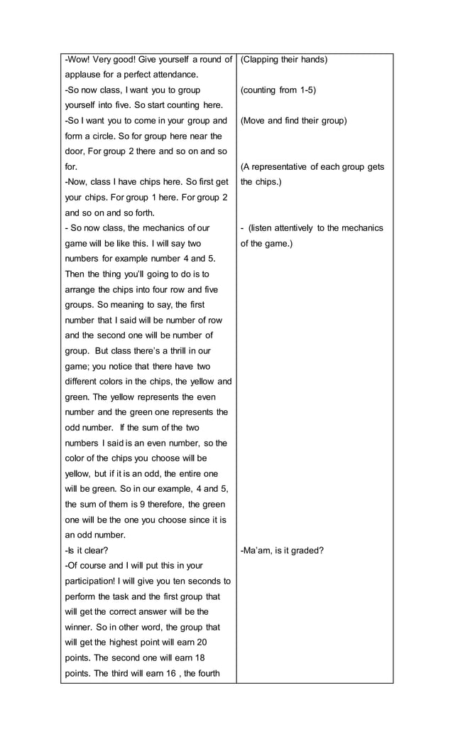 Detailed Lesson plan of Product Rule for Exponent Using the Deductive ...