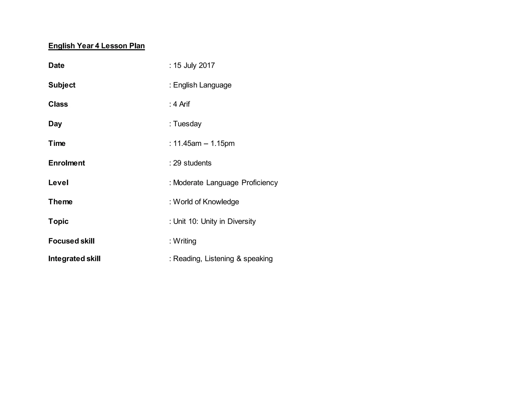 KSSR year 4 lesson plan writing unit 10 | PPT