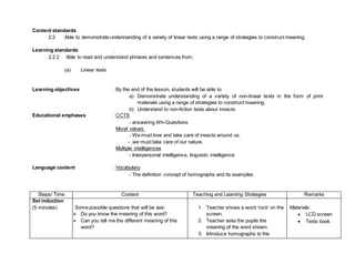 KSSR year 4 lesson plan reading unit 11 | PPT