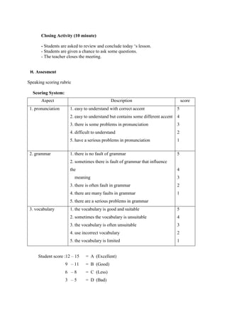 Lesson plan Bahasa Inggris Kelas VIII KD 3.9 4.10 Kurikulum 2013 | PDF