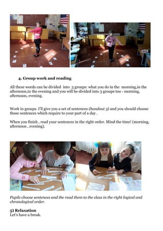 Lesson plan Telling the time.Daily routine. 3-rd form | DOC